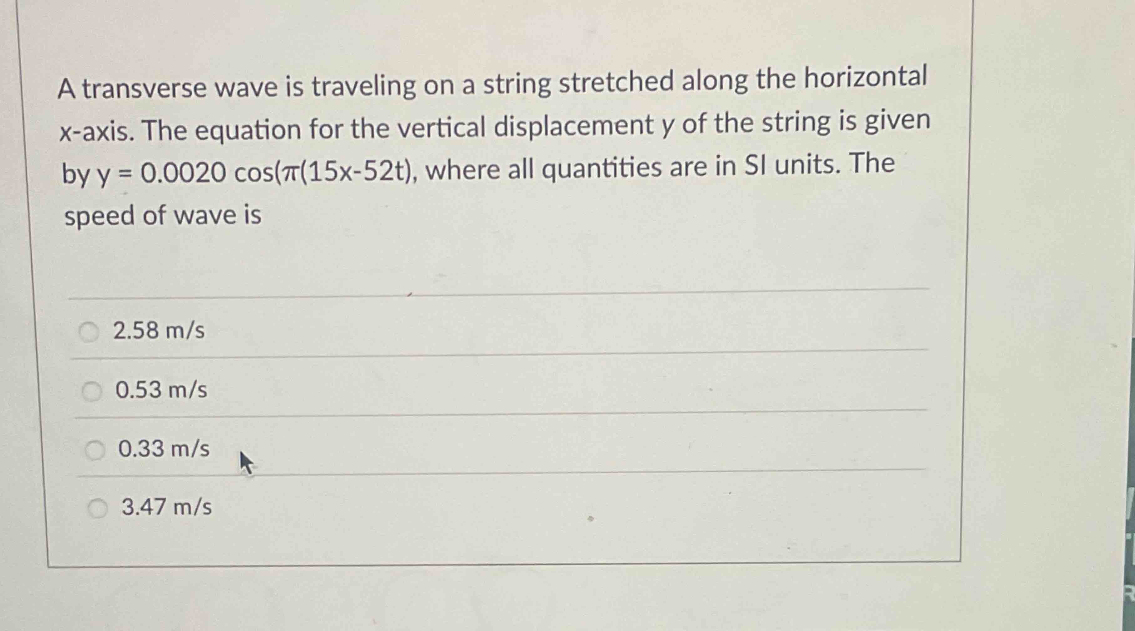 Solved A transverse wave is ﻿traveling on ﻿a string | Chegg.com