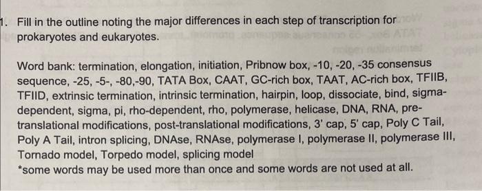 Solved Fill in the outline noting the major differences in | Chegg.com