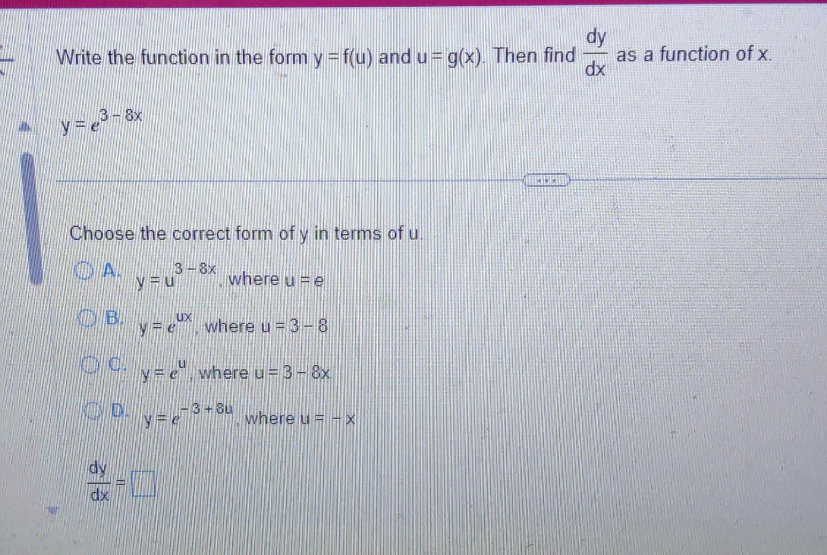 Solved Write the function in the form y=f(u) and u=g(x). | Chegg.com