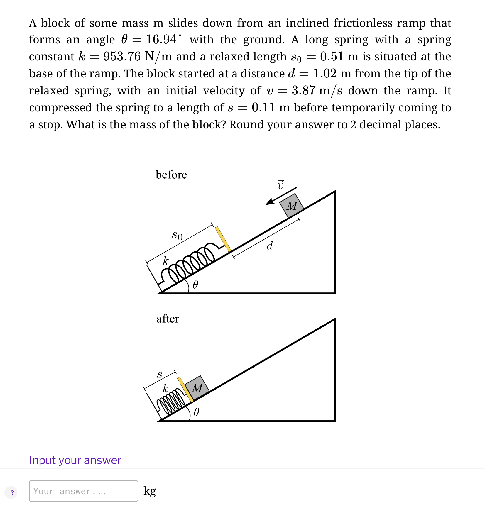 Solved A block of some mass m ﻿slides down from an inclined | Chegg.com