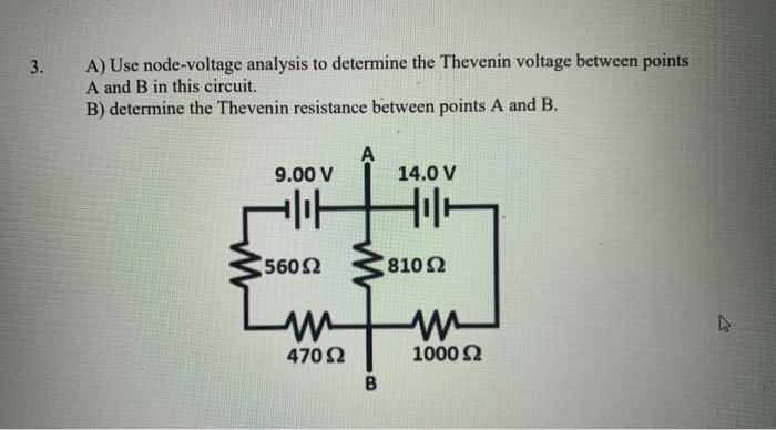 Solved 3. A) Use node-voltage analysis to determine the | Chegg.com