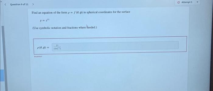 Solved Find An Equation Of The Form ρ F θ ϕ In Spherical