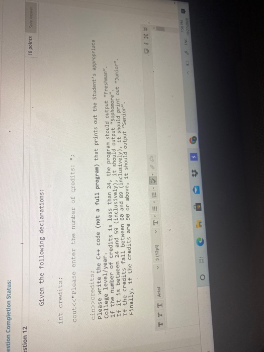 Solved estion Completion Status: estion 12 10 points Given | Chegg.com Solved estion Completion Status: estion 12 10 points Given | Chegg.com