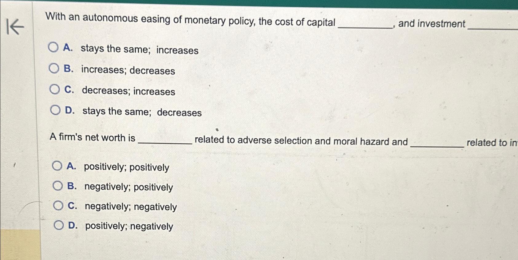 Solved With an autonomous easing of monetary policy, the | Chegg.com