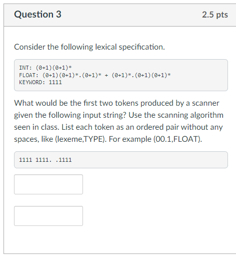 Solved Question 3Consider the following lexical | Chegg.com