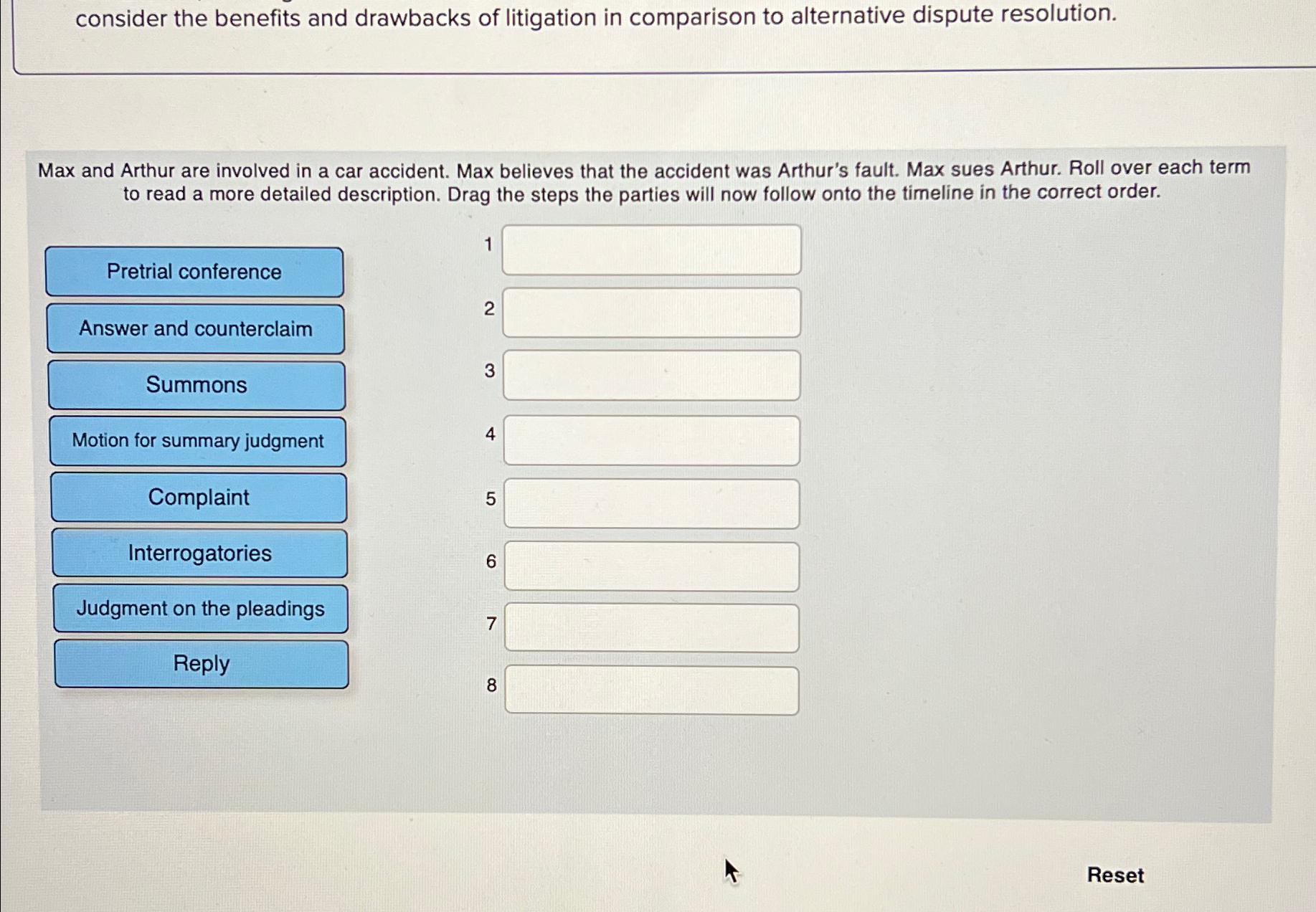 Solved consider the benefits and drawbacks of litigation in | Chegg.com