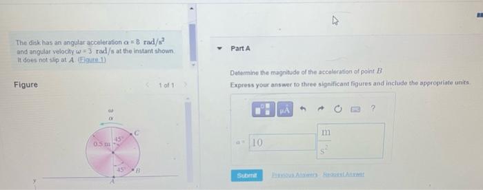 Solved The disk has an angutar acceleration α=8rad/s2 and | Chegg.com