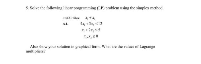 Solved 5. Solve the following linear programming (LP) | Chegg.com