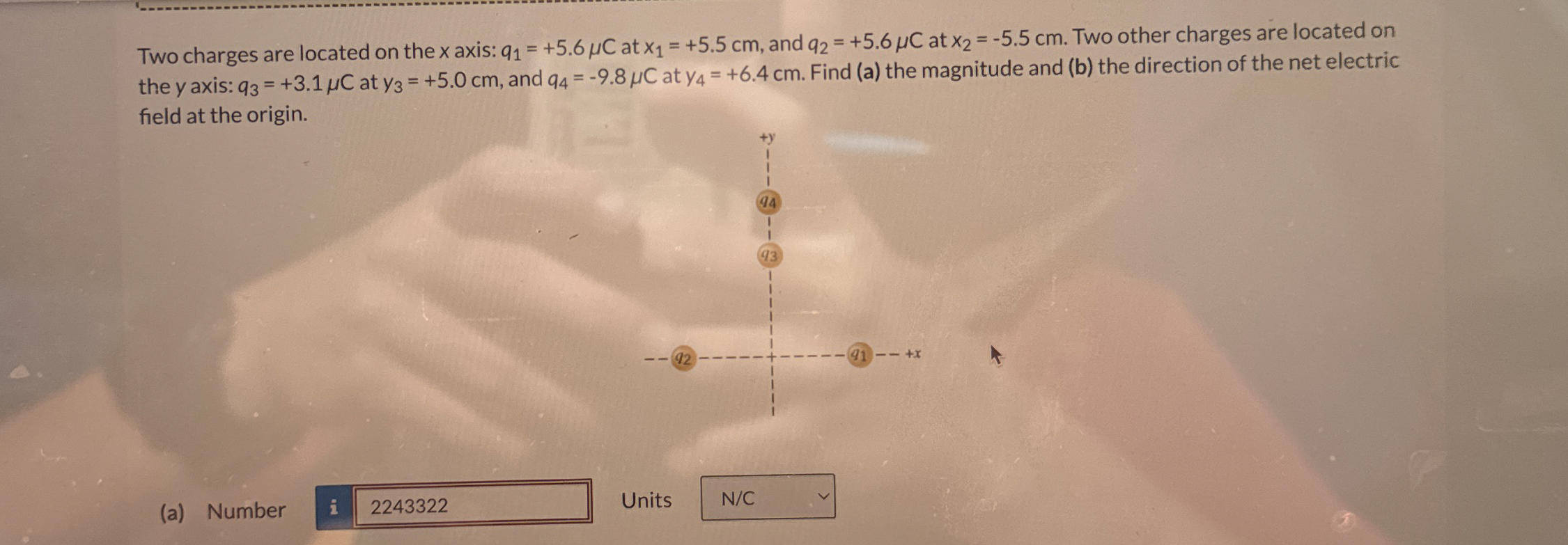 Solved Two charges are located on the x ﻿axis: q1=+5.6μC ﻿at | Chegg.com