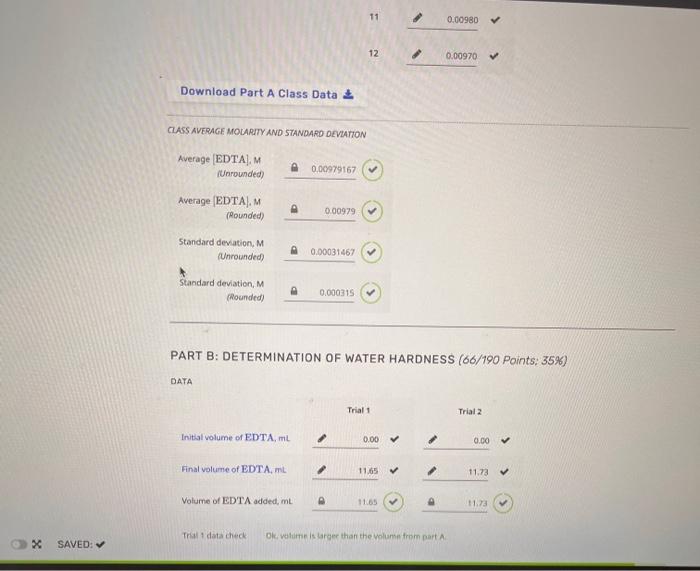 Solved Using your class average [EDTA](M) from Part A the | Chegg.com