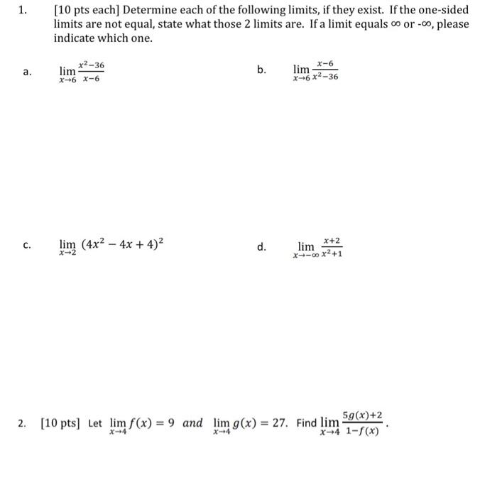 Solved 1. [10 pts each ] Determine each of the following | Chegg.com