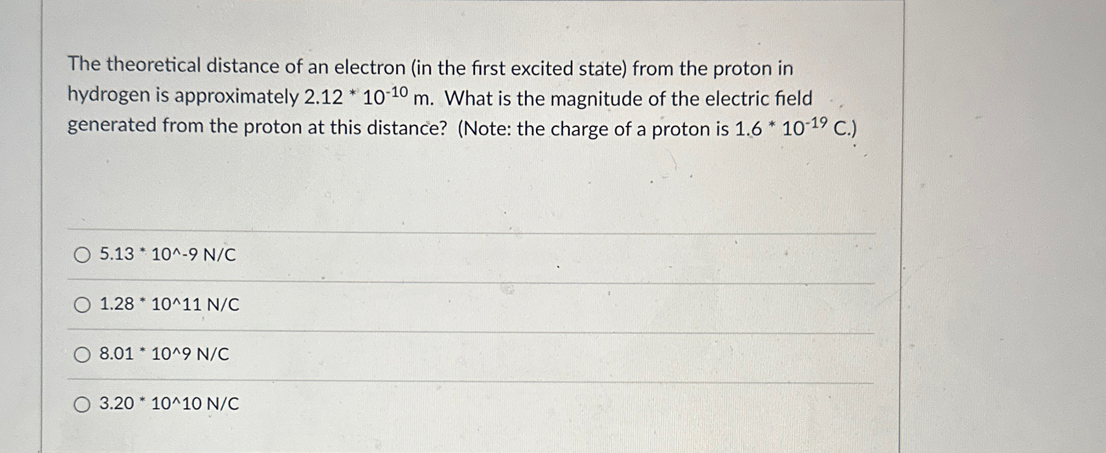 Solved The theoretical distance of an electron (in the first | Chegg.com