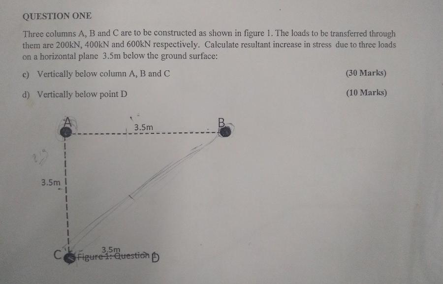 Solved QUESTION ONE Three columns A,B and C are to be | Chegg.com
