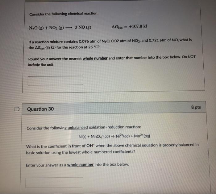Solved Consider the following chemical reaction: N20 (8) + | Chegg.com