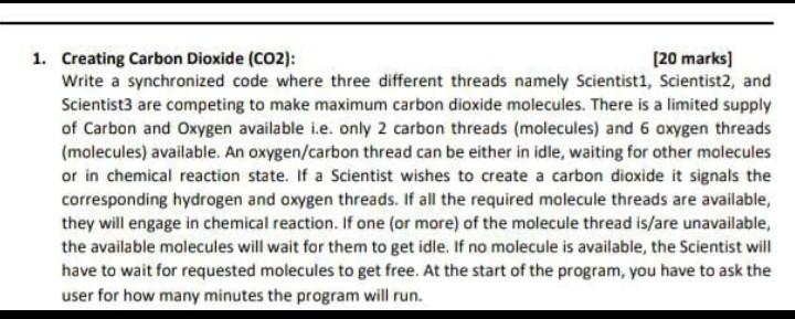 Solved 1. Creating Carbon Dioxide (CO2): [20 marks] Write a | Chegg.com