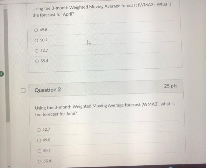 Solved Weighted Moving and Exponential Smooth Forecasts | Chegg.com