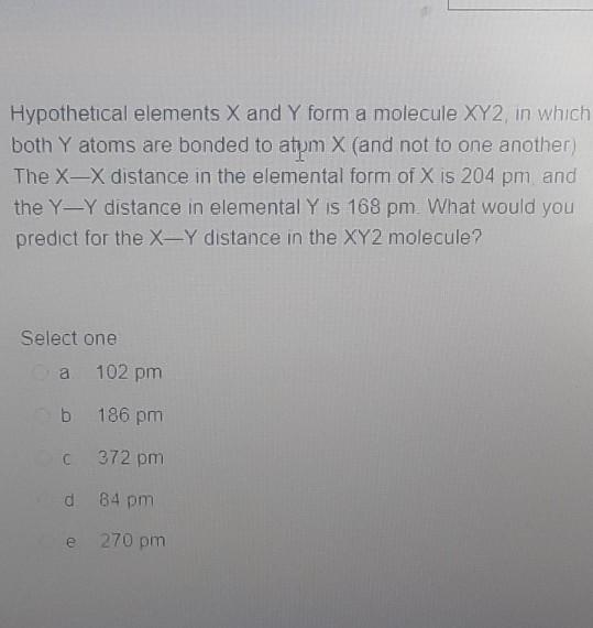 Solved Hypothetical elements X and Y form a molecule XY2, in | Chegg.com