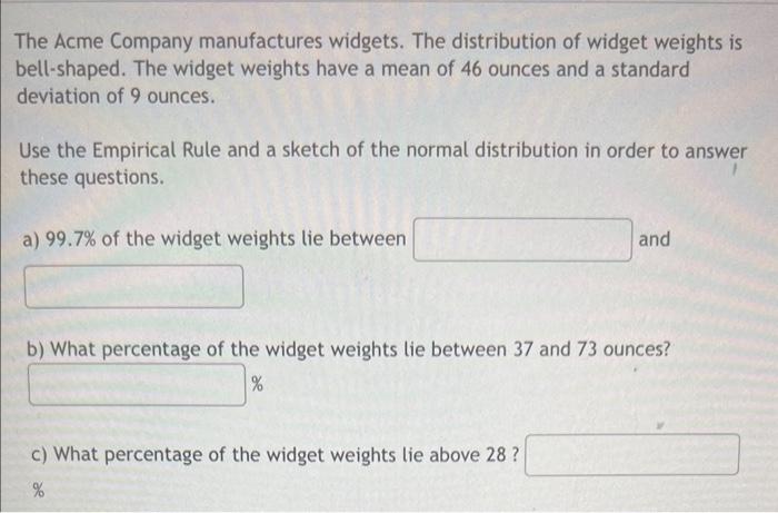 Solved The Acme Company manufactures widgets. The | Chegg.com