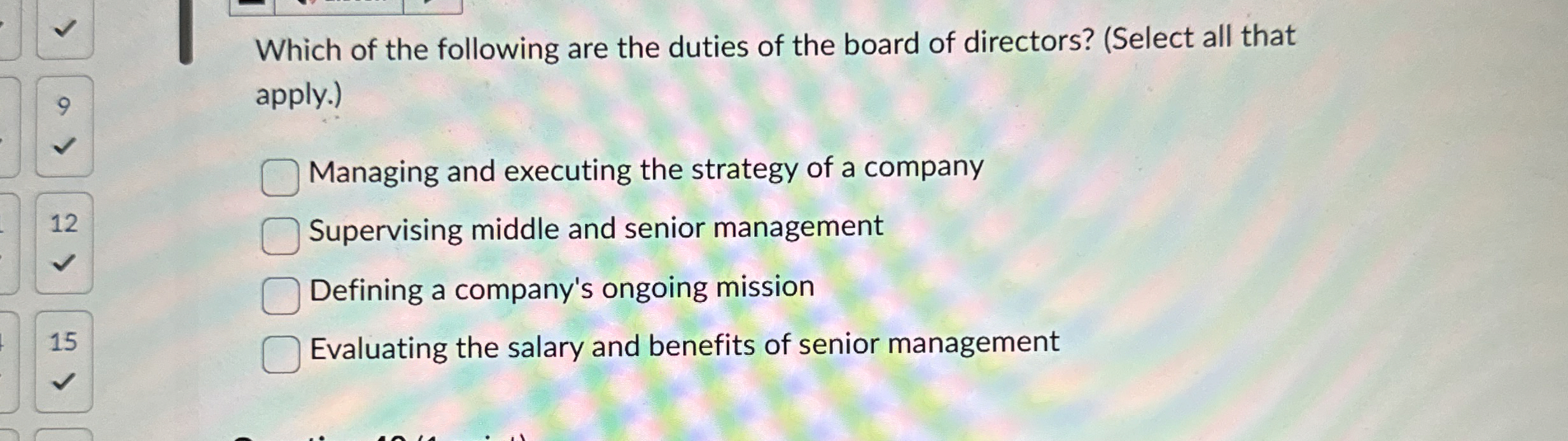 Solved Which of the following are the duties of the board of | Chegg.com