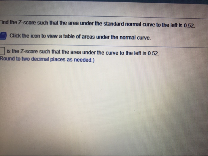 Solved find the z-score such that the area under the | Chegg.com