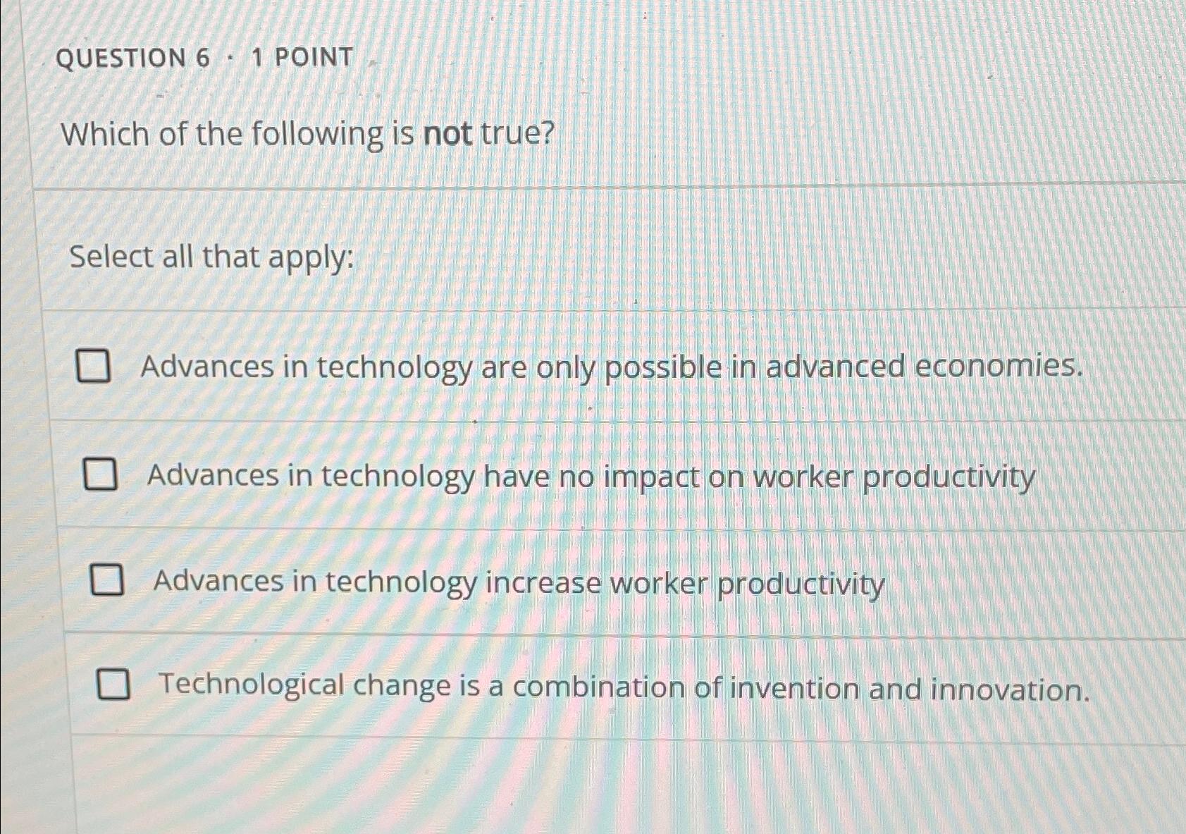 QUESTION 6 - 1 ﻿POINTWhich of the following is not | Chegg.com