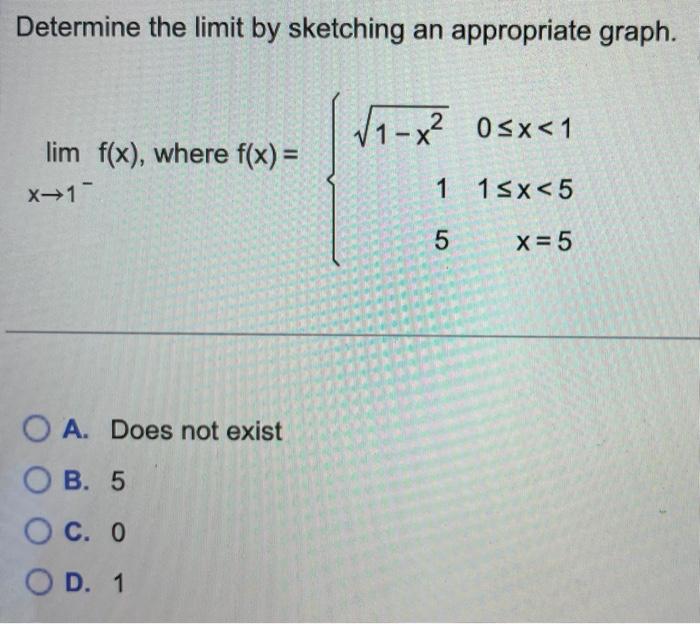 Solved Determine the limit by sketching an appropriate | Chegg.com