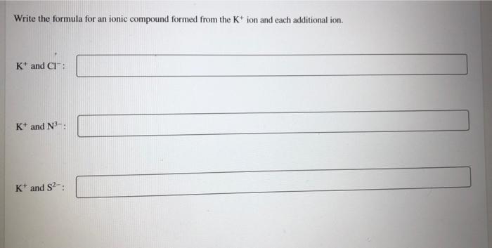 Solved Write the formula for an ionic compound formed from | Chegg.com