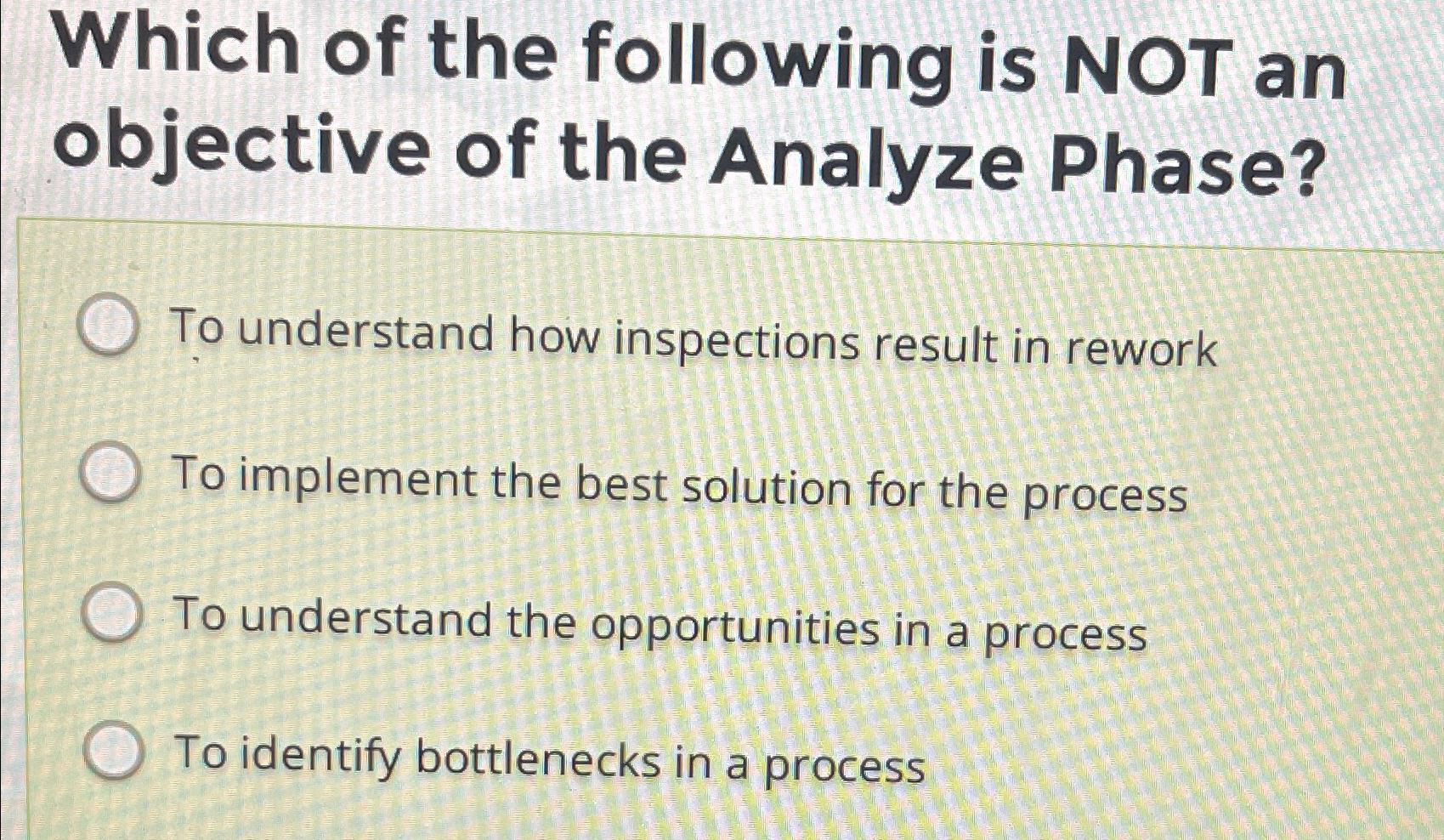 Solved Which of the following is NOT an objective of the | Chegg.com