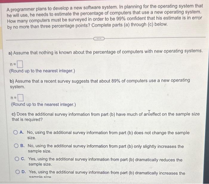 Solved A programmer plans to develop a new software system. | Chegg.com