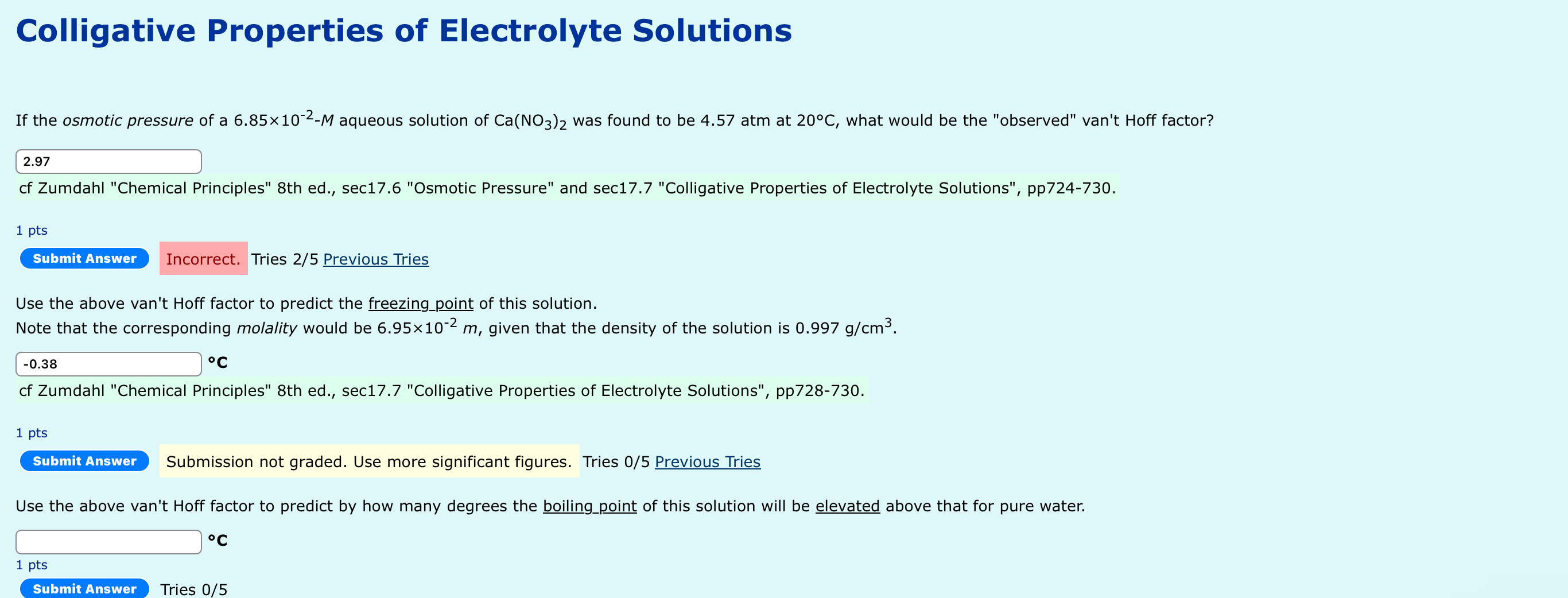 Colligative Properties of ﻿Electrolyte SolutionsIf | Chegg.com