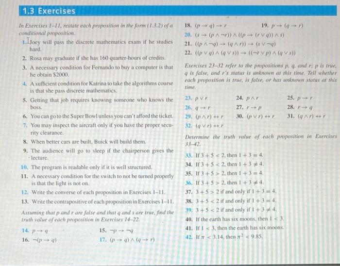 Solved In Exerises 1-11, restate each proposition in the | Chegg.com