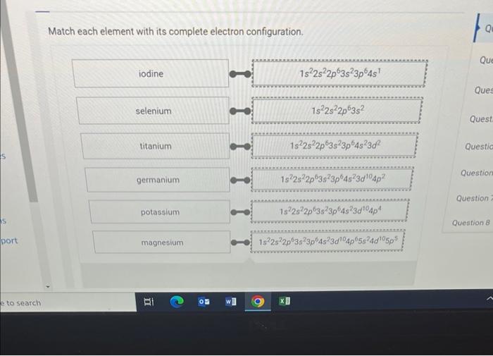 Solved Match Each Element With Its Complete Electron