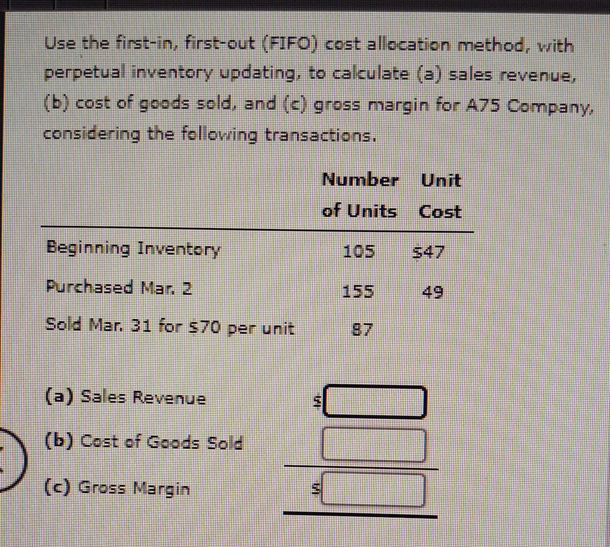 Solved Use the first-in, first-out (FIFO) cost allecation | Chegg.com