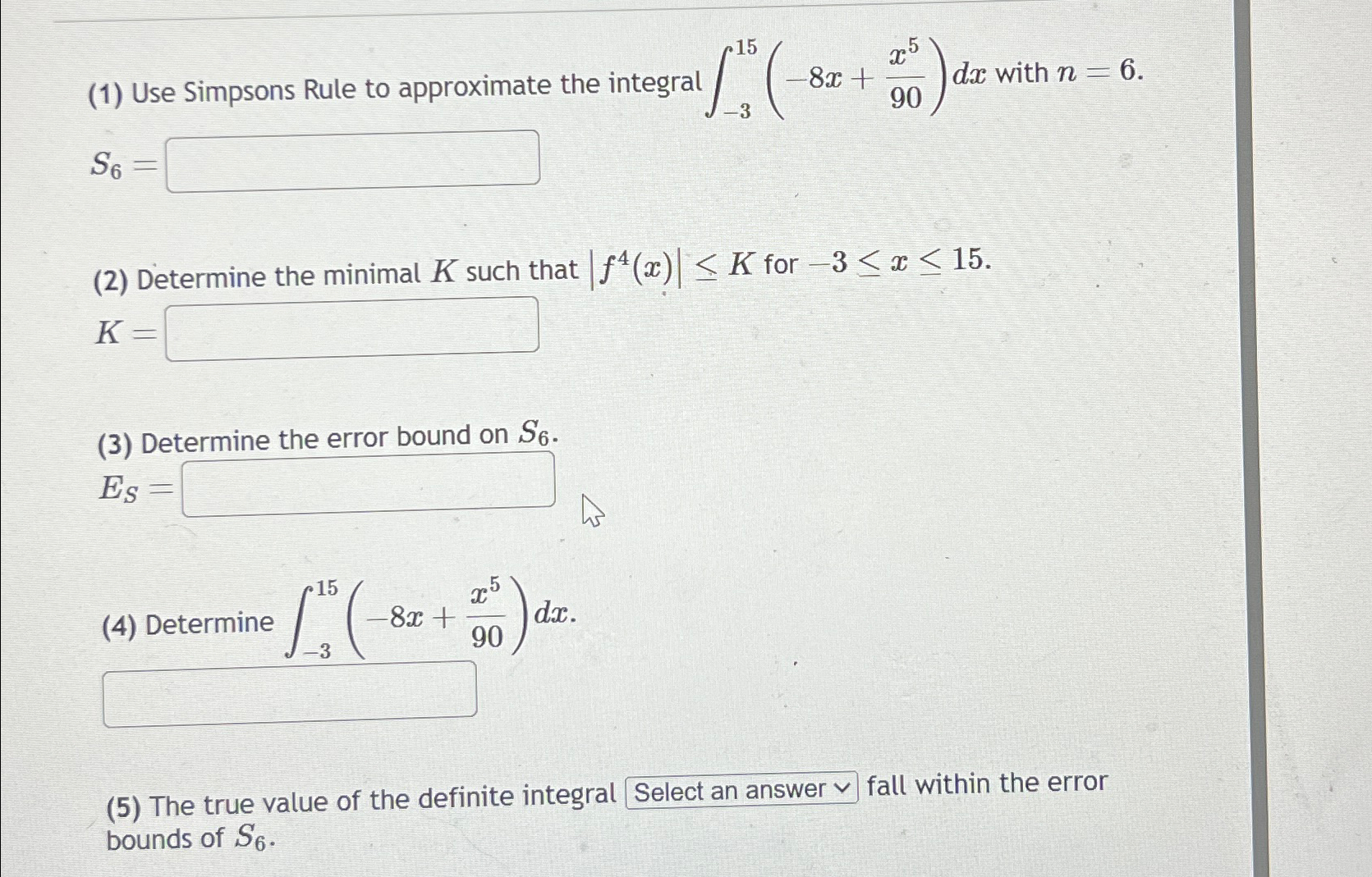 Solved (1) ﻿Use Simpsons Rule to approximate the integral | Chegg.com