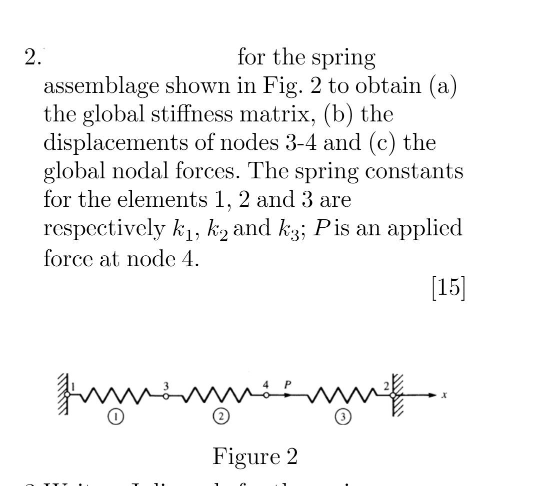 Solved 2. for the spring assemblage shown in Fig. 2 to | Chegg.com