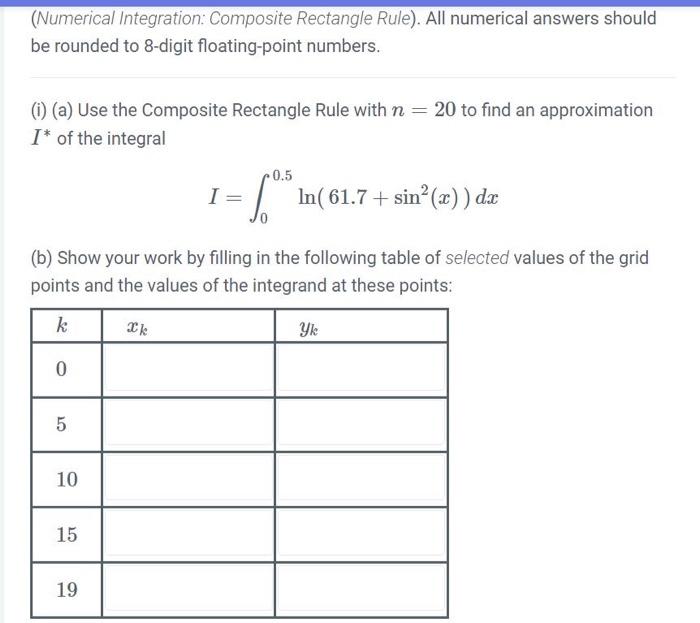 Solved (Numerical Integration: Composite Rectangle Rule). | Chegg.com