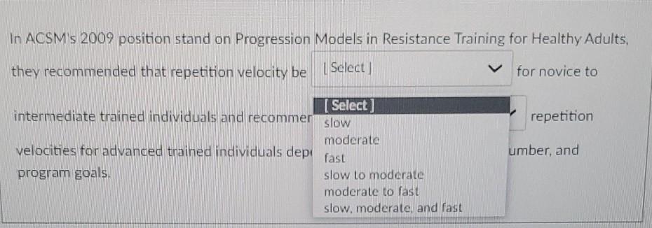 Solved In ACSM's 2009 position stand on Progression Models | Chegg.com