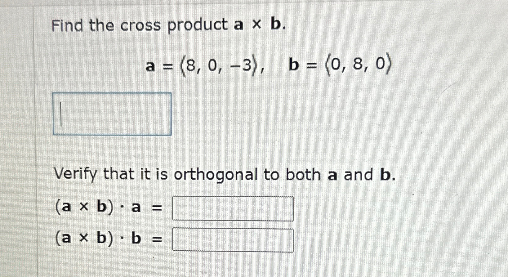 Solved Find the cross product | Chegg.com