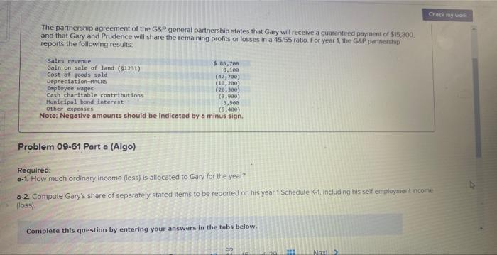 Solved The partnership agreement of the G\&P general | Chegg.com