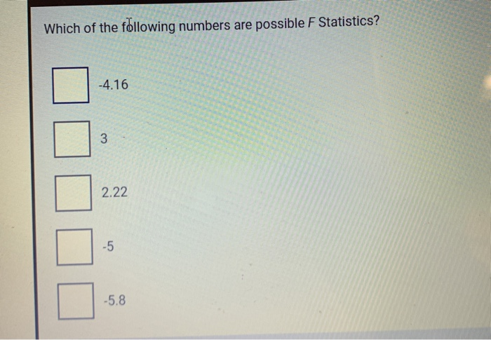 Solved Which of the following numbers are possible F | Chegg.com