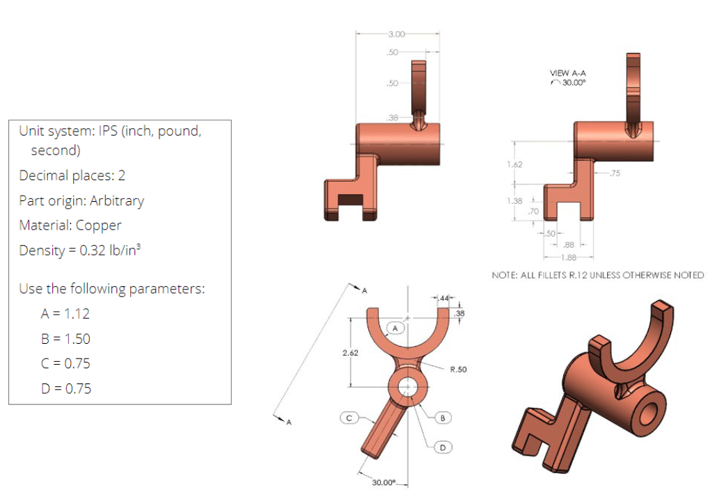 Please help me draw this part using Solidwork | Chegg.com
