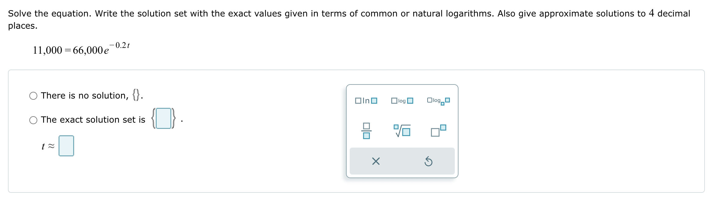 Solved Solve the equation. Write the solution set with the | Chegg.com