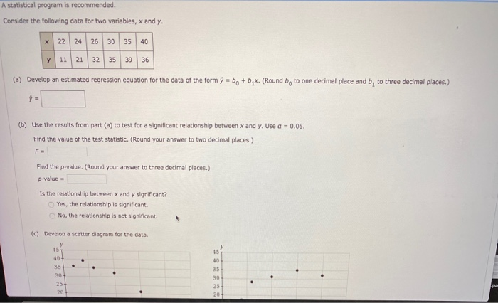 Solved A statistical program is recommended. Consider the | Chegg.com