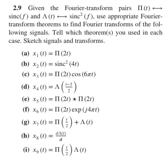 Solved 2.9 Given the Fourier-transform pairs Π(t) sinc(f) | Chegg.com