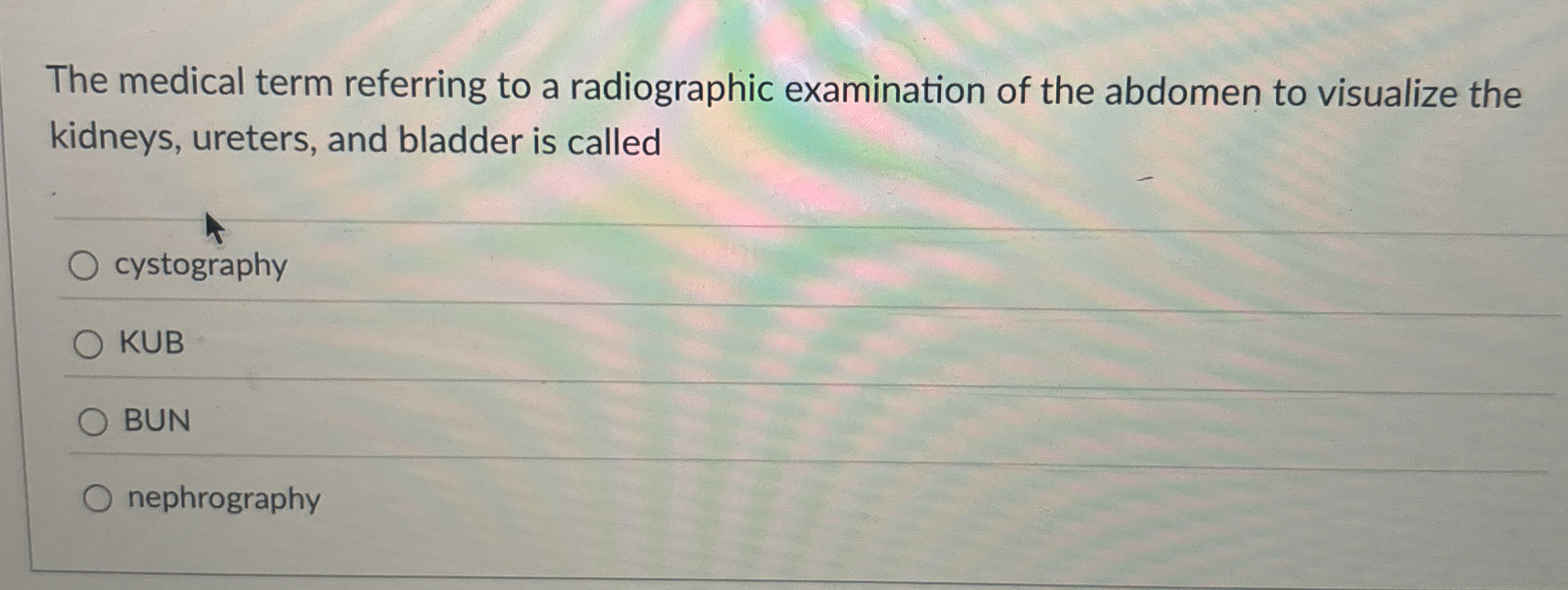 Solved The medical term referring to a radiographic | Chegg.com