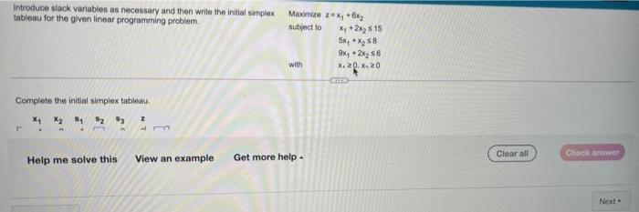 Solved Introduce slack variables as necessary and then write | Chegg.com