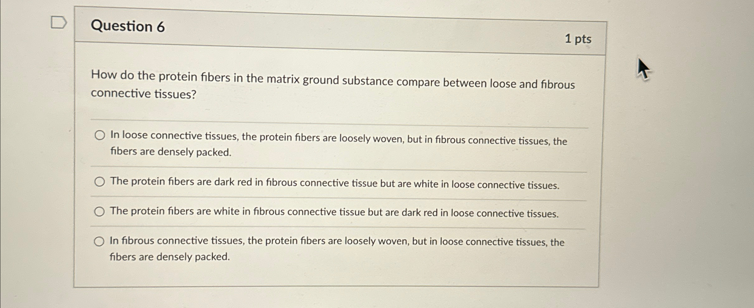 Solved Question 61 ﻿ptsHow do the protein fibers in the | Chegg.com
