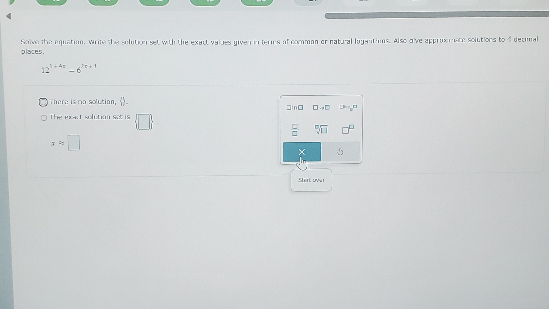 Solve the equation. Write the solution set with the | Chegg.com