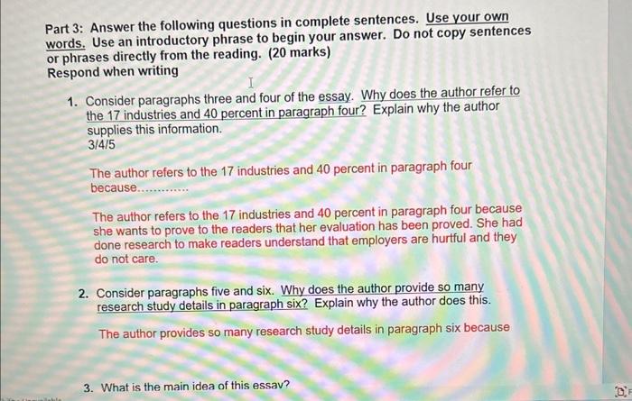 3: Answer the following questions in complete | Chegg.com