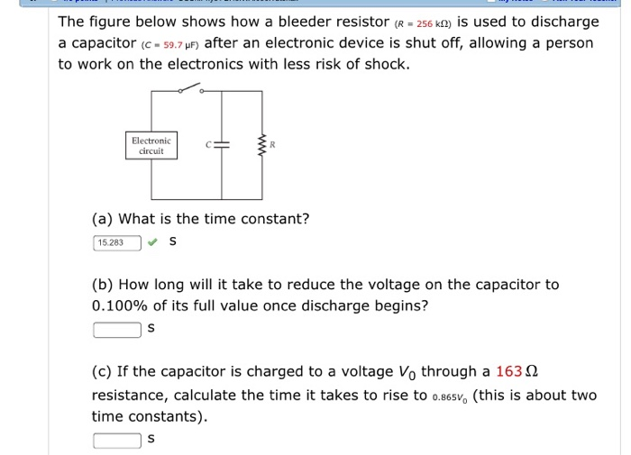 Solved The figure below shows how a bleeder resistor (R = | Chegg.com